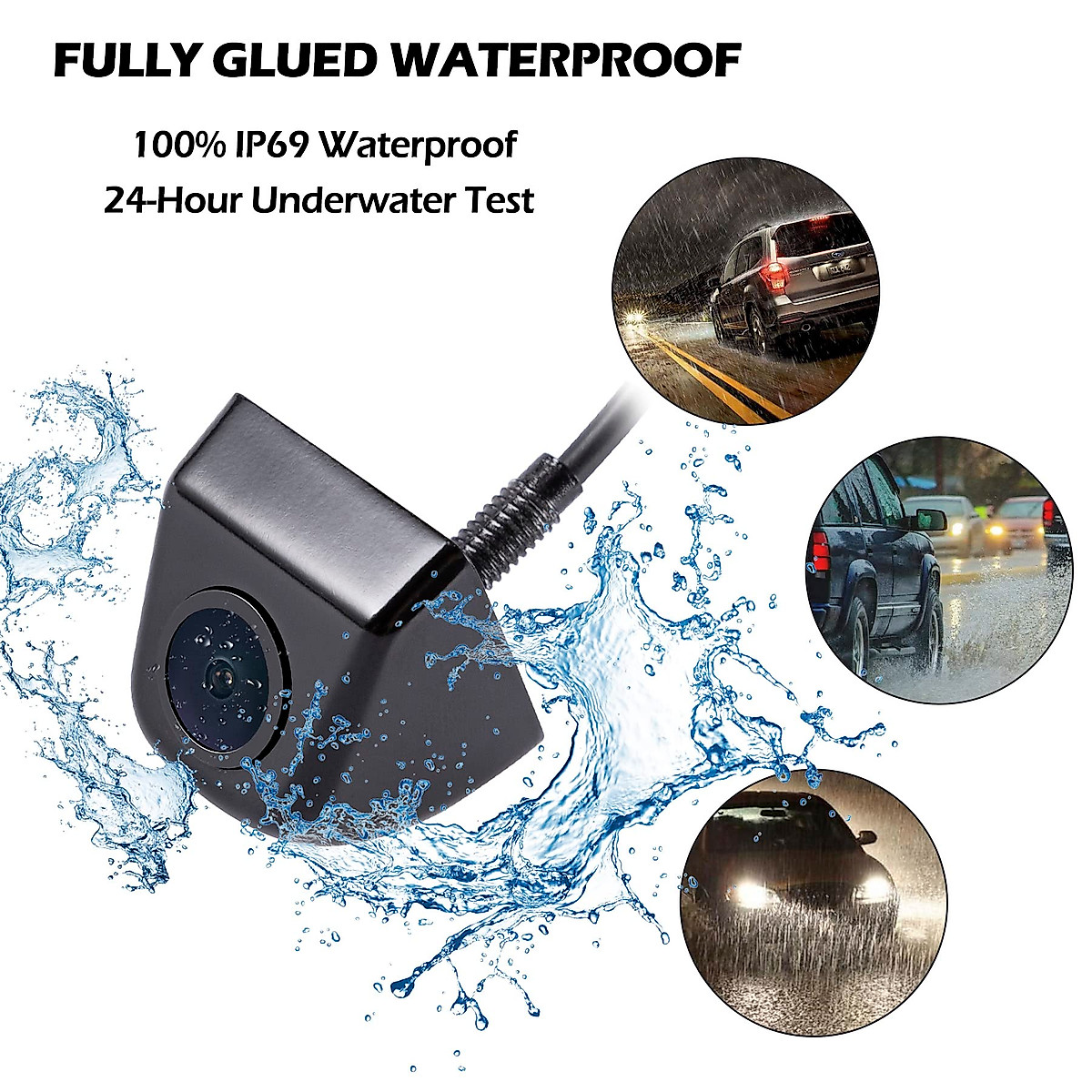 UYYE Backup/Front View Camera, HD Great Night Vision IP69 Waterproof Wide View Ang Front/Reverse View AHD/CVBS Back up Camera for Cars Pickup Trucks SUVs RVs - Black