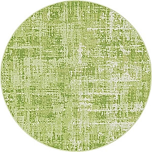Rugs.com Valencia Collection Round Rug – 5 Ft Round Green Low Rug Perfect for Kitchens, Dining Rooms
