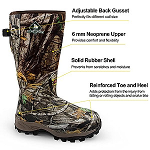 Obcursco Hunting Boots for Men, Waterproof Insulated 6mm Neoprene Rubber Boots for Hunting and Outdoor Activities (Camo, 10)