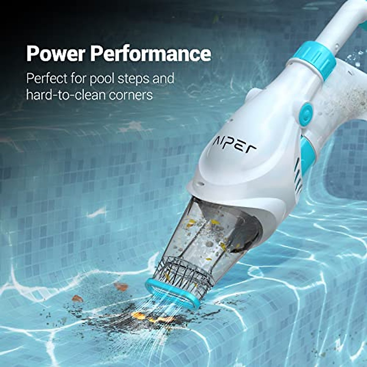 AIPER Cordless Pool Vacuum, Handheld Rechargeable Swimming Pool Cleaner, 60 Mins Running Time, Deep Cleaning & Strong Suction Ideal for Above & In-ground Pools, Hot Tubs, Spas-Pilot H1