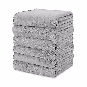 kimteny Kitchen Cloth Dish Towels, 13x28 Inches Premium Dishcloths, Super Absorbent Coral Velvet Microfiber Cleaning Cloths, Fast Drying Rags for Washing Dishes (13x28-6 Pack, Grey)