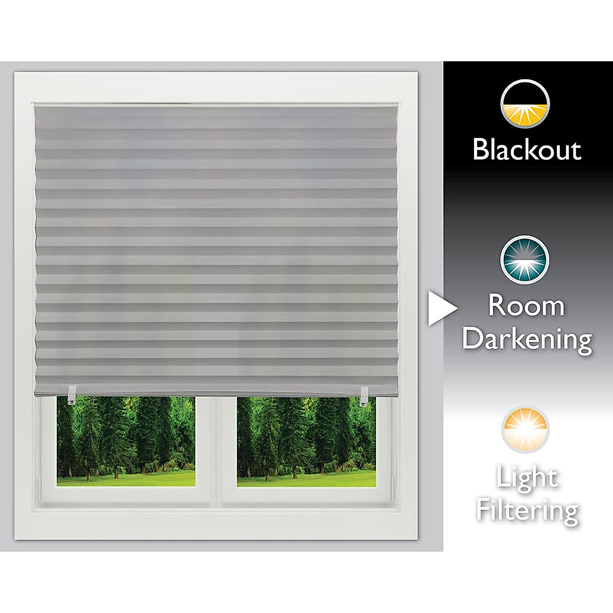 Redi Shade No Tools Original Room Darkening Pleated Paper Shade Gray, 36 in x 72 in, 6 Pack