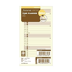 Filofax Personal 2024 Year Planner vertical cotton cream 24-68408