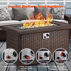 GYUTEI Fire Pit Table 44 Inch Auto-Ignition Propane Gas Fire Pit Table 50,000 BTU Outdoor Fire Pit for Garden Patio (Dark Brown)