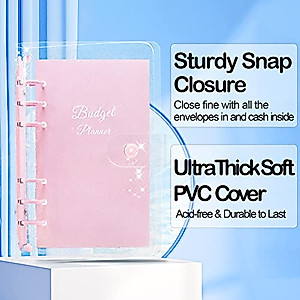 Budget Binder with Zipper Envelopes, [Jelly Glitter Collection] Money Organizer with Large Rose Gold Stickers, Calendar Cover, 6pcs Card Slots & 24pcs Expense Sheets, Gift Box Packaging, Saving Binder