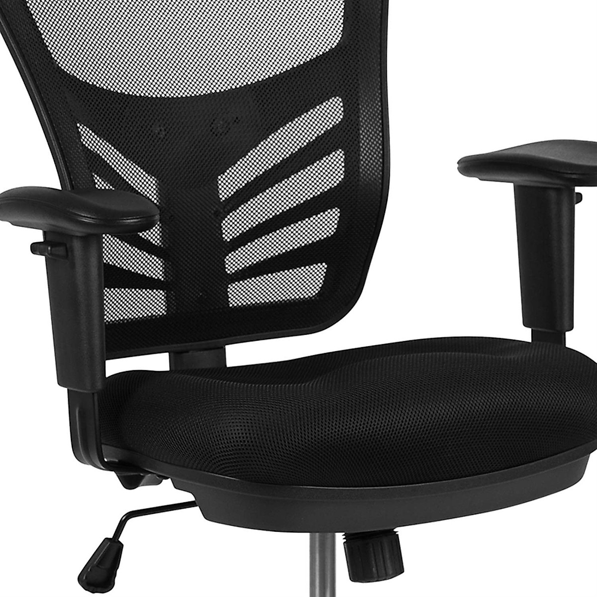 Flash Furniture Tyler Mid-Back Black Mesh Ergonomic Drafting Chair with Adjustable Chrome Foot Ring, Adjustable Arms and Black Frame