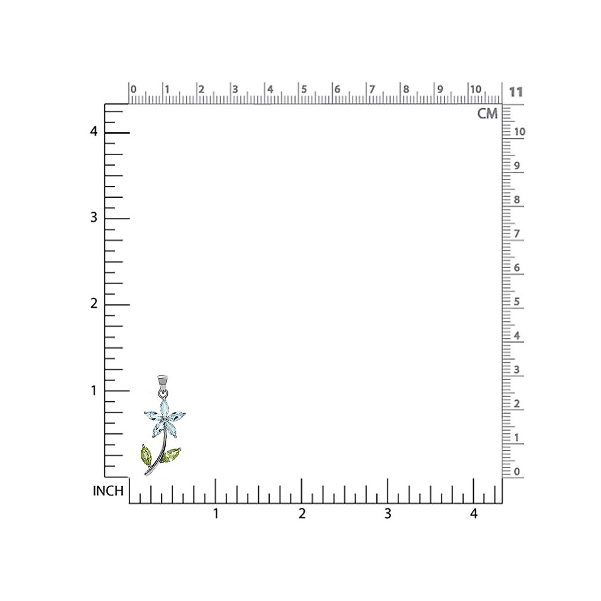 Silvershake Genuine Blue Topaz and Peridot 925 Sterling Silver Flower Leaf Pendant with 18 Inch Chain Necklace