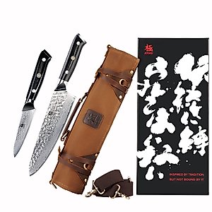 KYOKU Shogun Series Chef Knife + Paring Knife + Professional Chef Knife Roll Bag