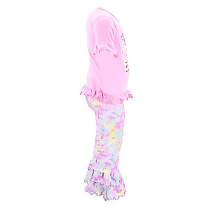 Unique Baby Girls Cutest Bunny Ever Easter Pant Set Outfit (10Y, Pink)