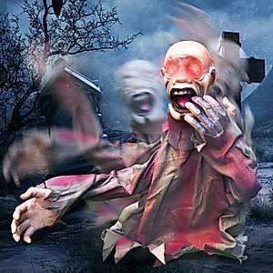 Halloween Decorations - Halloween Groundbreaker Zombie Décor, 37.5 x 23.6 inch Realistic Movable Zombie Groundbreaker, Halloween Activation Props for Indoor/Outdoor, Yard, Graveyard, Haunted House