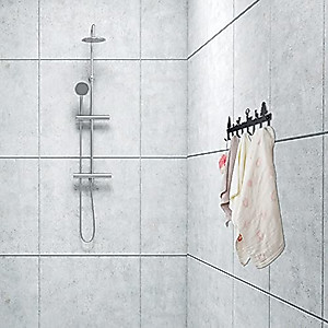 Key Holder Wall Mounted Key Hooks for Wall Decorative with 8 Hooks Black Metal Key Organizer Rack Hanger for Entryway, Garage,Mudroom,Hallway, Office 15.7X5.1 inches