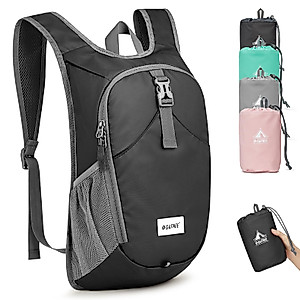 G4Free 10L Hiking Backpack, Lightweight Small Hiking Daypack Small Outdoor Travel Foldable Shoulder Bag, Black