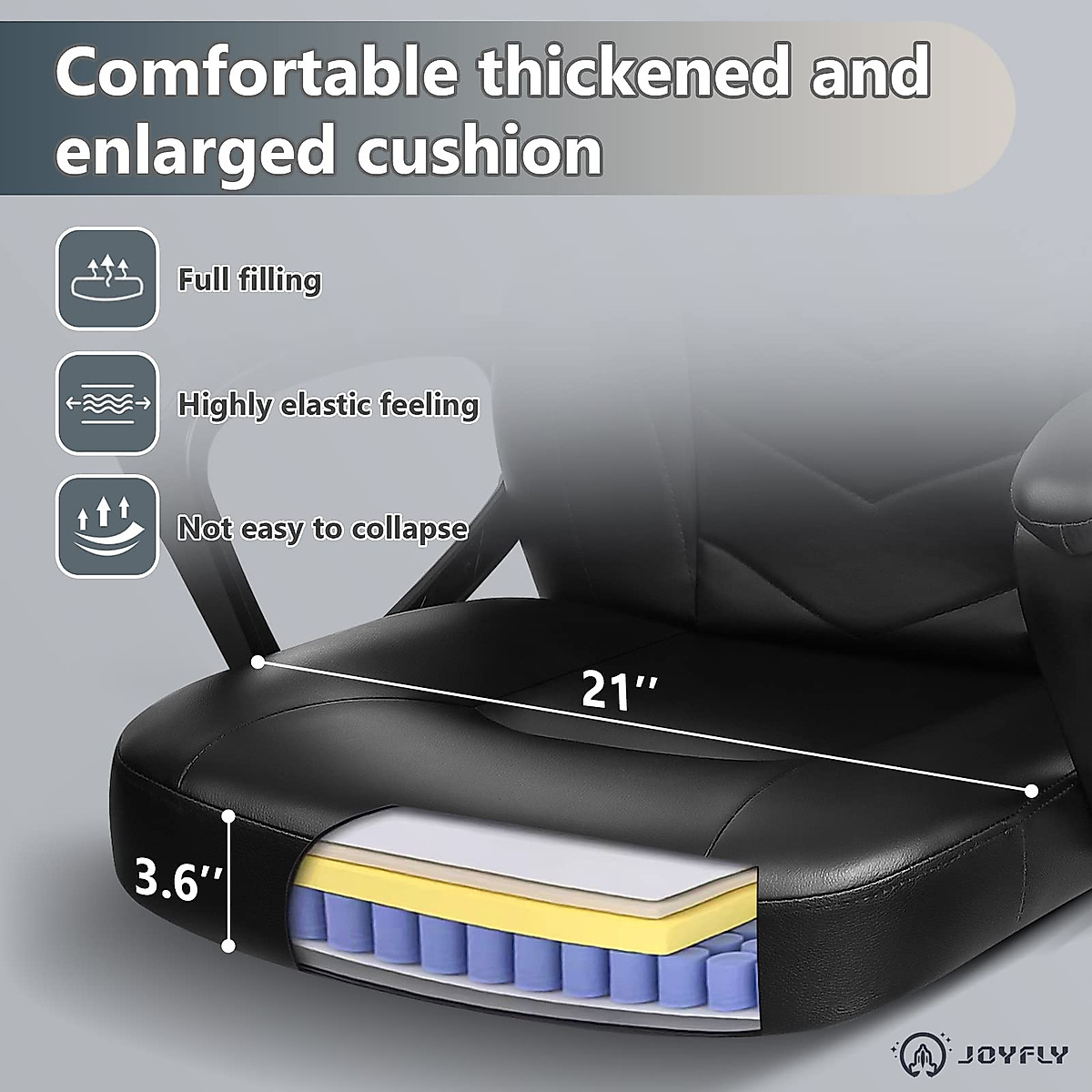 JOYFLY Gaming Chair, Gamer Chair for Teens Adults, Computer Gaming Chair Video Game Chairs Ergonomic PC Office Chair with Lumbar Support(Black Leather)