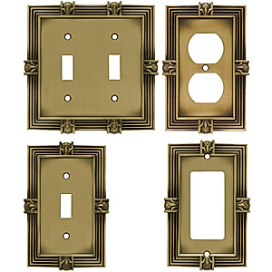 Franklin Brass 64473 Pineapple Single Duplex Outlet Wall Plate, Tumbled Antique Brass
