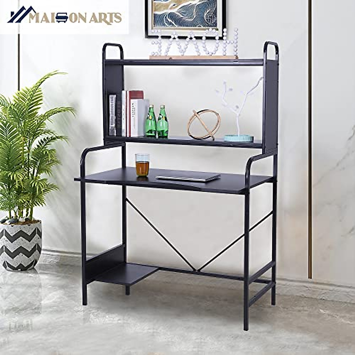 MAISON ARTS Gaming Computer PC Desk, Gamer Workstation, Home Office Desk