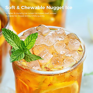 Nugget Ice Maker Countertop with Chewable Ice, 35lbs/Day, Portable Ice Maker Countertop with Handle, One-Click Operation, Compact Design Crushed Pellet Ice Maker for Home/Kitchen/Office(Black)