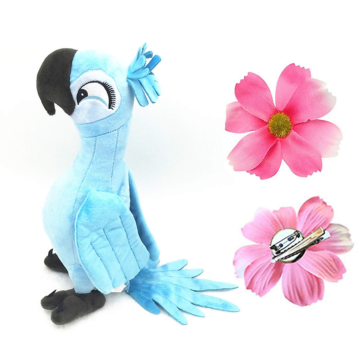 Muaquata Blue Parrot with Flower Stuffed Animal Plush Toy (Blue Parrot with Flower)
