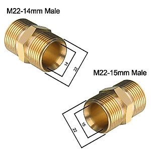 coyardor Pressure Washer Coupler M22 Metric, Male Thread M22-15mm Male to M22-14mm Male, Pressure Washer Hose Extension Adapter, 4500 PSI