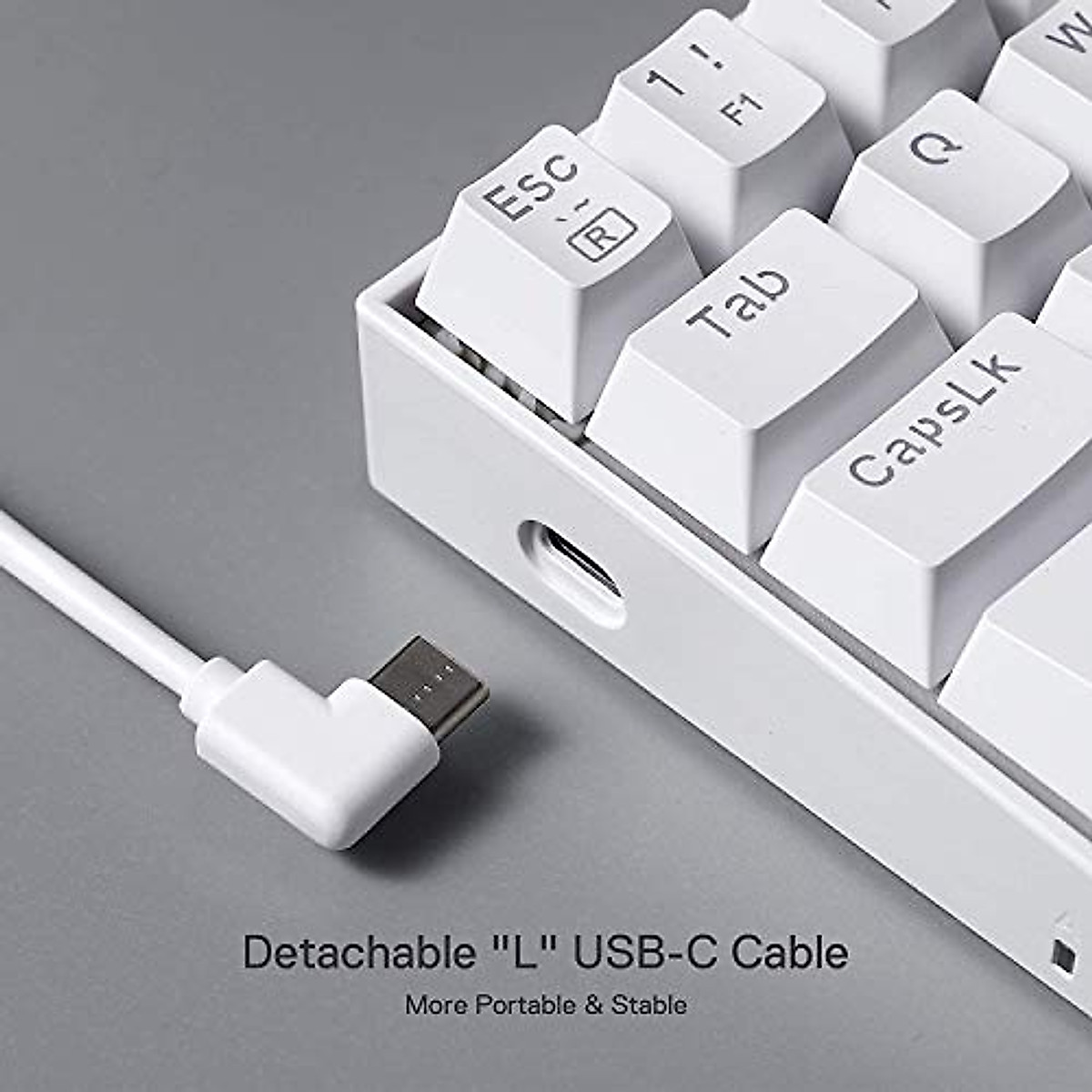 Redragon K630 Dragonborn 60% Wired RGB Gaming Keyboard, 61 Keys Compact Mechanical Keyboard with Tactile Brown Switch, Pro Driver Support, White