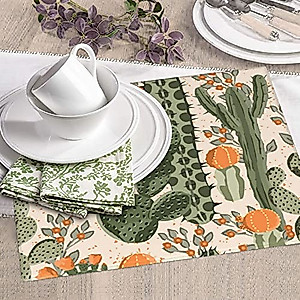 Green Cactus Printed Drying Mat For Kitchen Ultra Absorbent Microfiber Dishes Drainer Mats Non-Slip Silicone Quick Dry Pad - 18 X 16inch