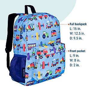 Wildkin 16-Inch Kids Backpack for Boys & Girls, Perfect for Elementary School Backpack, Features Padded Back & Adjustable Strap, Ideal Size for School & Travel Backpacks (Trains, Planes, and Trucks)