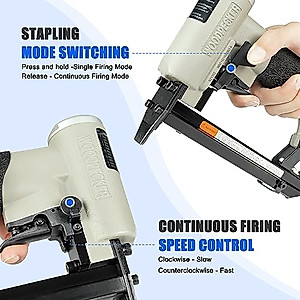 Woodpecker N7116S Pneumatic Continuous Firing Upholstery Stapler, 22 Gauge 71 Series 3/8-inch Crown Staple Gun Fits 3/16-inch to 5/8-inch Length Staples