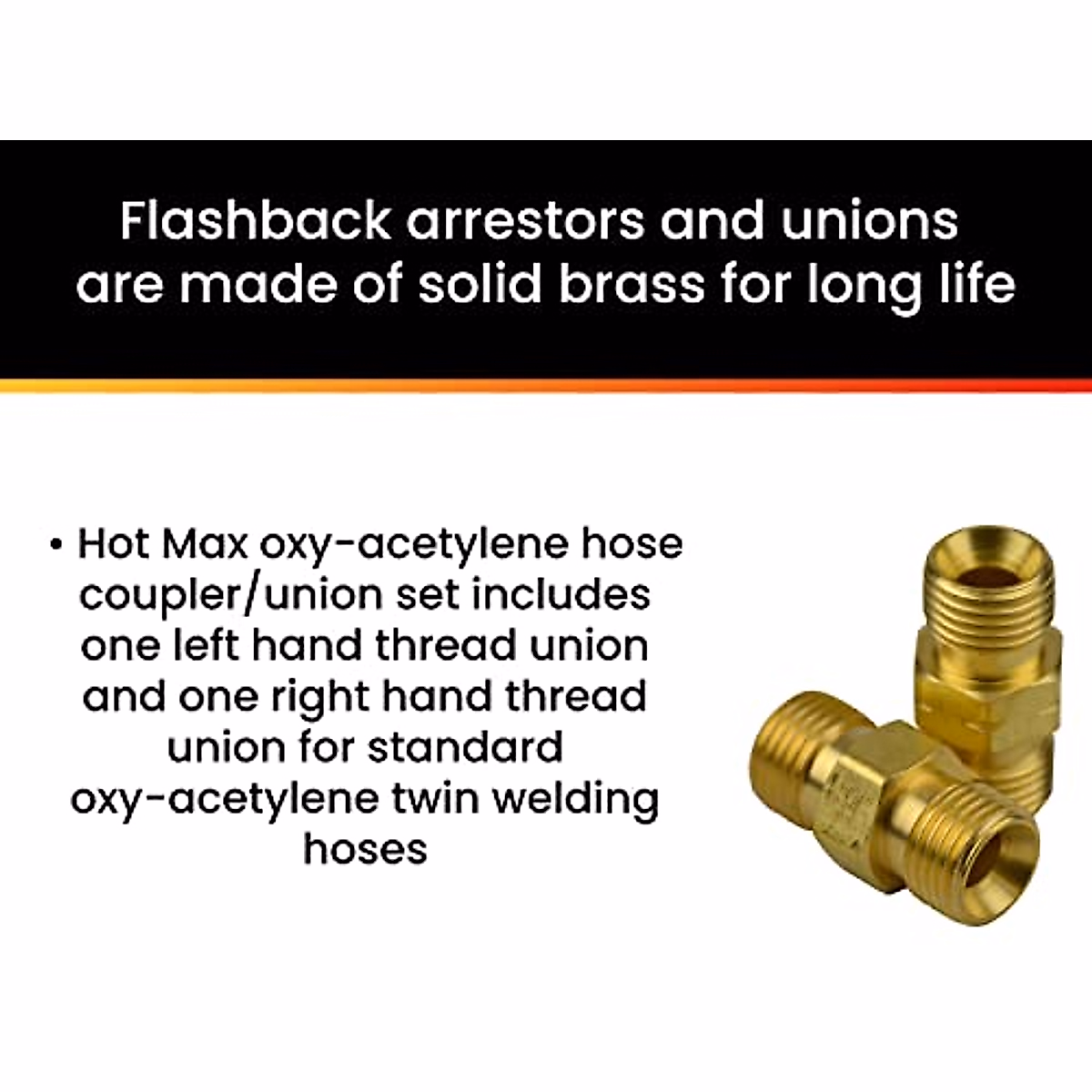 Hot Max 24011/24131 Torch End Flashback Arrestor Set and Oxy-Acetylene Twin Hose Coupler/Union Bundle