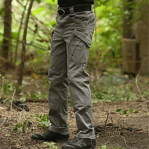 MNXOIA Urban Tactical Military Pants Men Multi Pockets Army Combat Cargo Pants Casual Work Stretch Cotton Trouser Gray XXL