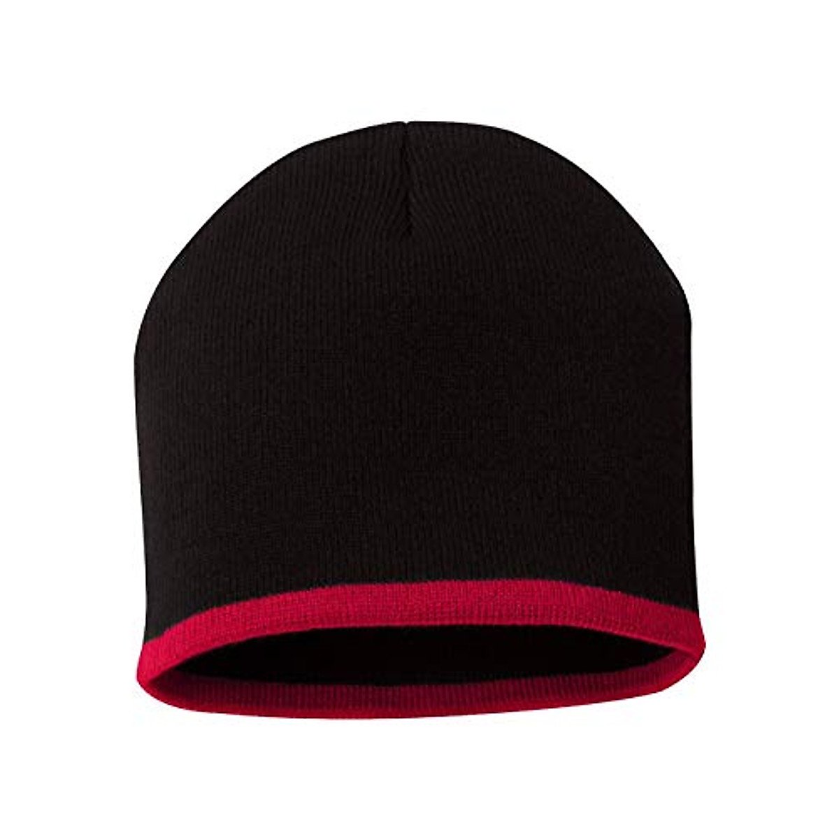 Sportsman Bottom Striped Knit Beanie One Size Black/ Red