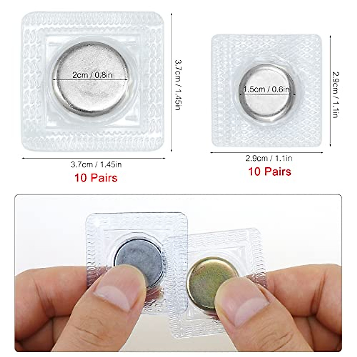 Hysagtek 20 Pairs Hidden Magnetic Snap 15mm 20mm Invisible Sew Magnetic Purse Closure Fastener Hidden Magnet Fastener for Handbag Clothing DIY Craft Sewing, 2 Sizes