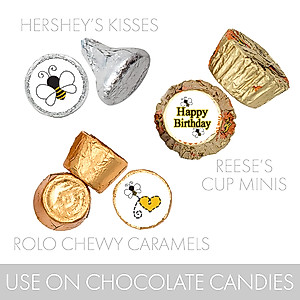 Bumble Bee Birthday Party Favor Chocolate Kisses Candy Stickers, Bee Party Favors - 180 Labels