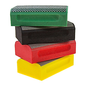 KGS PRO diamond hand polishing pads curved edges (4 pack, Combination set (grit 60, 120, 200, 400))