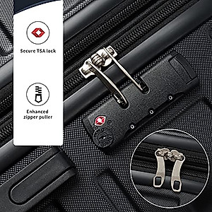 Merax Luggage Hard Shell Suitcases Set Expandable Lightweight ABS Suitcase 20”24”28” (3 Pcs Set-Black)