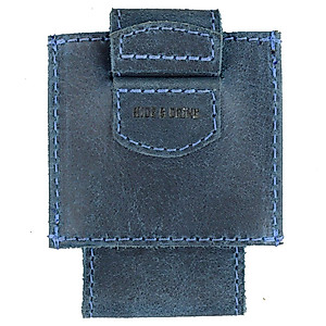 Hide & Drink, Leather Sliding Card Holder, Holds Up to 4 Cards Plus Folded Bills, Front Pocket Wallet, Accessories, Handmade Includes 101 Year Warranty (Slate Blue)