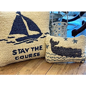 Chandler 4 Corners Artist-Designed Grey Whale Hand-Hooked Wool Decorative Throw Pillow (8” x 12”)