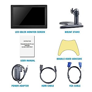 Topiacam 12 Inch Small HDMI Monitor, 1366x768 Portable Mini Computer Monitor Security Camera Monitor Screen LCD Display w/Speaker, HDMI VGA AV Port for PC Security CCTV System Raspberry Pi