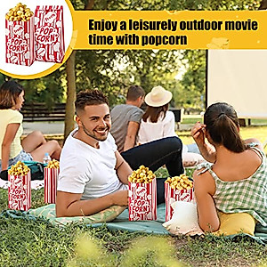 200 Pieces Popcorn Bags 1 oz Greaseproof Popcorn Paper Bags Individual Servings White and Red Striped Popcorn Sleeves Disposable Flat Bottom Popcorn Take out Bags for Movie Theater Carnival Party