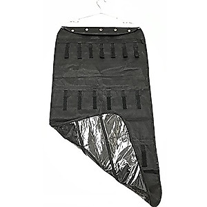 Hanging Jewelry Organizer Double Sided 40 Pockets & 20 Magic Tape Hook Storage Bag Closet Storage for Earrings Necklace Bracelet Ring Display Pouch (Black)