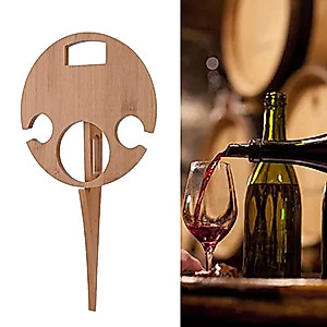 Folding Picnic Table, Camping Picnic Wine Glass Holder Outdoor Garden Round Wooden Wine Table, Small Wine Rack Portable Wine Holder Phone Stand, Wine Rack Support Beach Snack Table