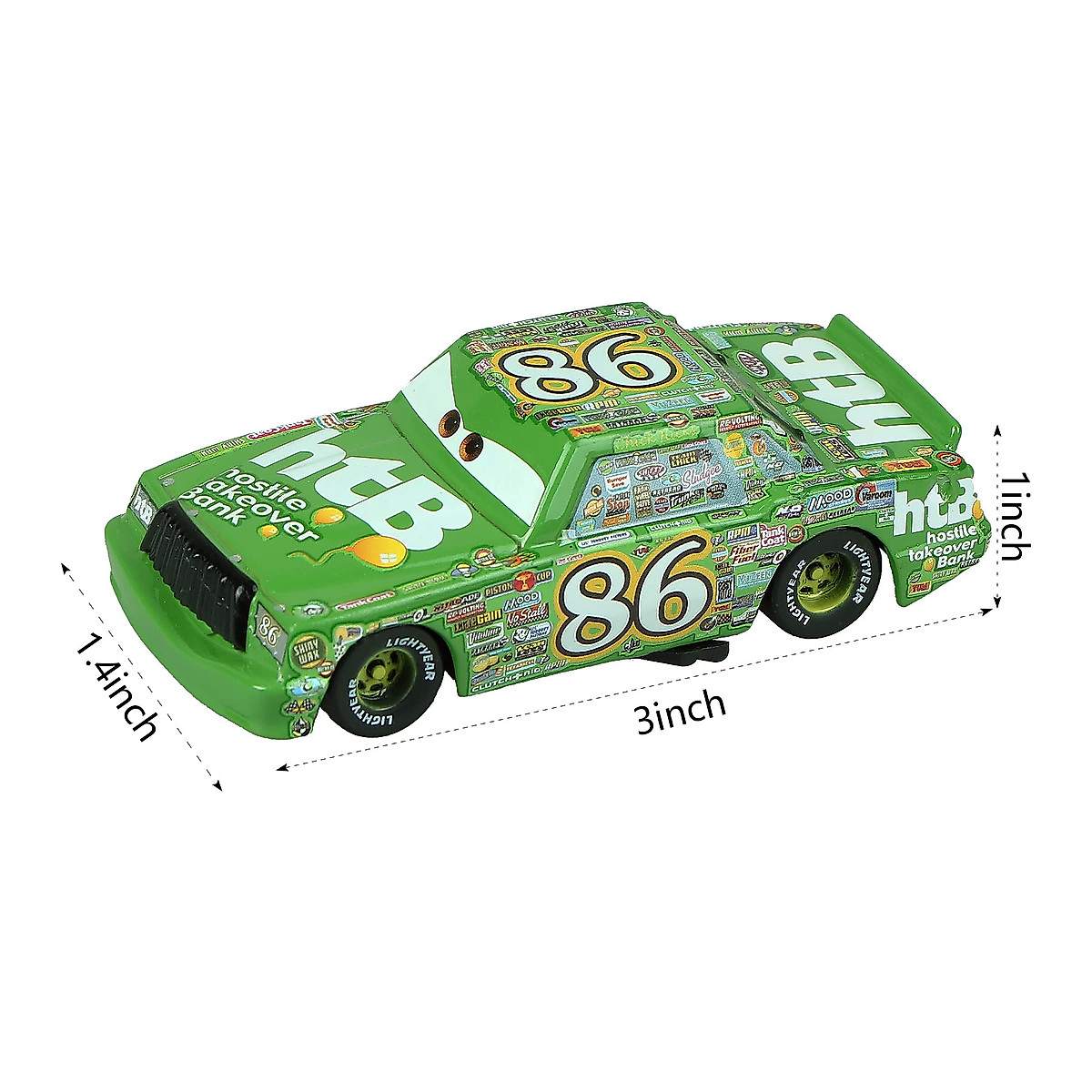 Car 2 3 Toys Mater Chick Hicks The King Doc Hudson Sheriff Diecast Car Toy Set for Boy Kids (7pcs)