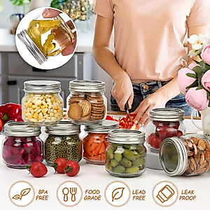 Sublaga Small Mason Jars 8 Pack 8oz/250ml with Regular Lids, Glass Canning Jars With Labels, Mini Glass Jars for Jam Jelly Spice Honey Herbs, Wedding Shower Favors Food Storage Candle Jars
