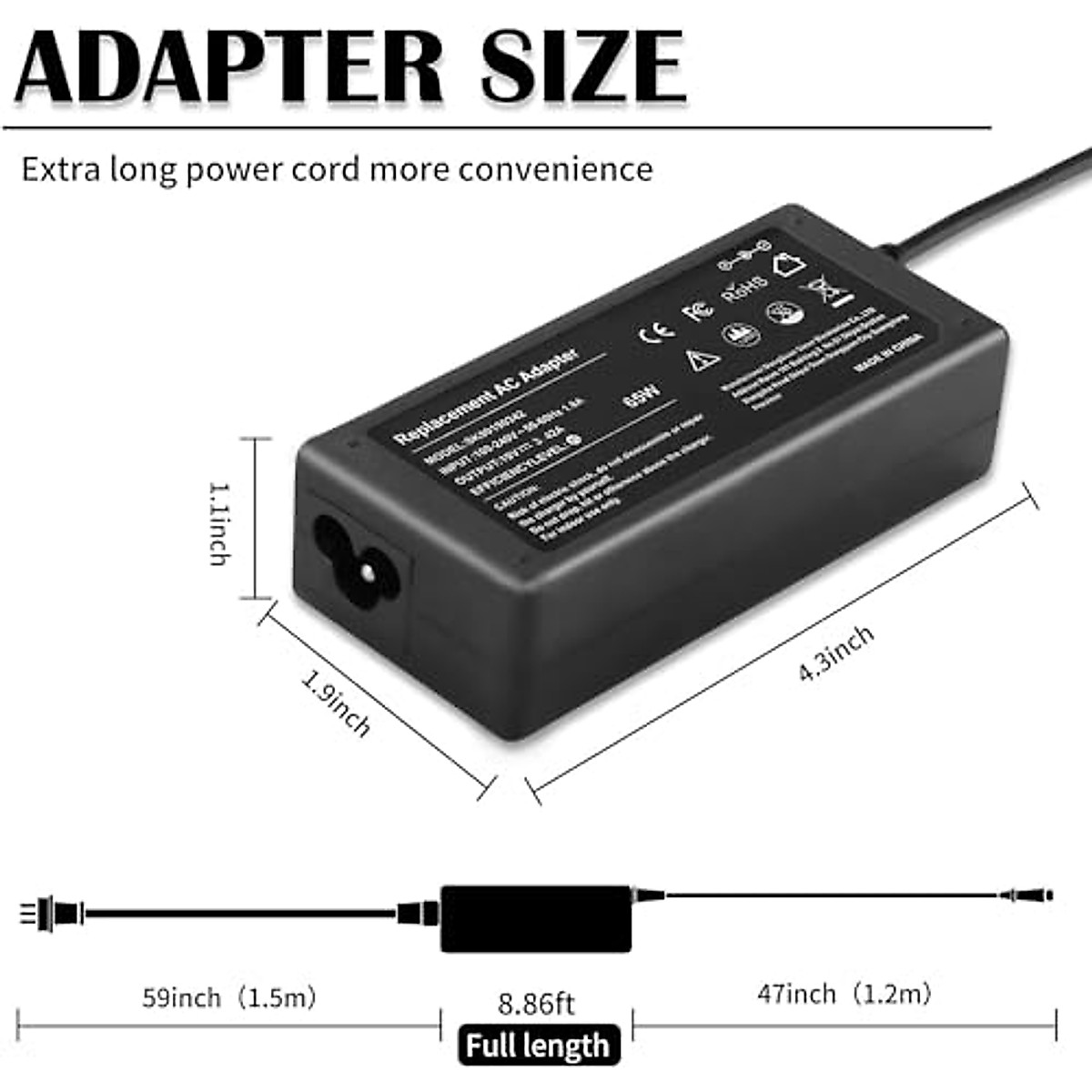 Ac Adapter Laptop Charger for HP Envy x360 15-u010dx 15-u011dx 15-u002xx 15-u050ca 14-f020us 14-f021nr Sleekbook Ultrabook Laptop Notebook Battery Power Supply Cord Plug