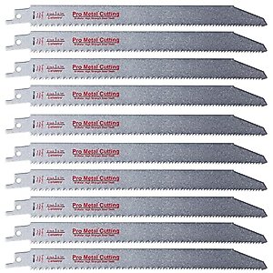 9-Inch Thick Metal Cutting Reciprocating Saw Blades (18 TPI) Made of Long Lasting Bi-Metal (HSS Teeth Bonded to HCS Body) - 10 Pack - Caliastro