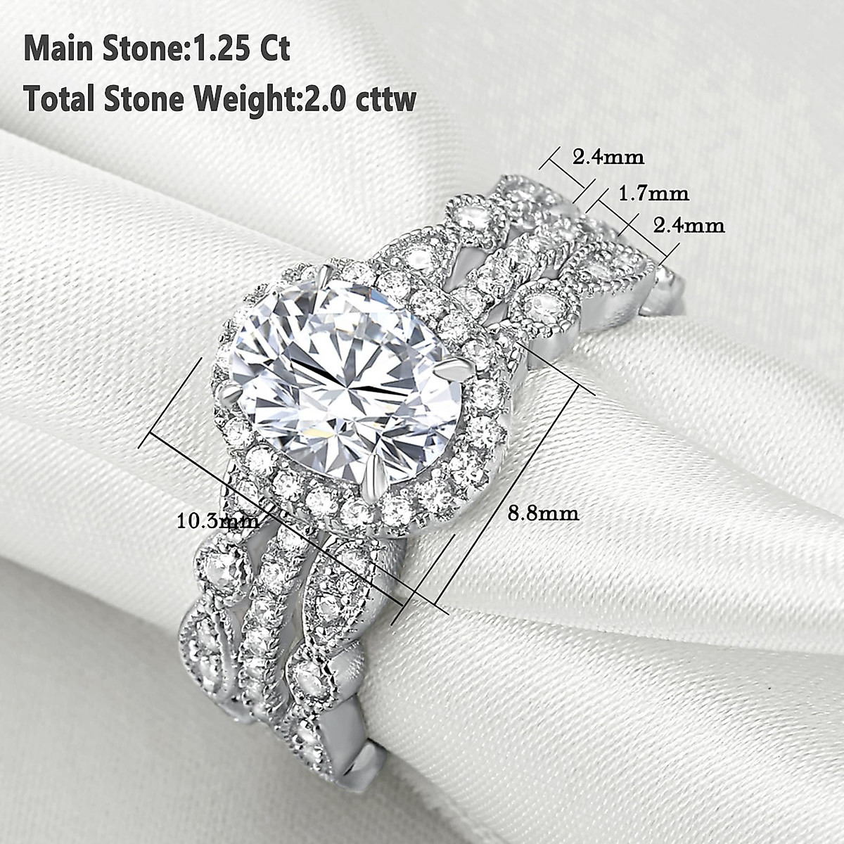 Newshe Jewellery Engagement Sets Wedding Rings For Women 925 Sterling Silver 3pcs White Cz Size 5.5
