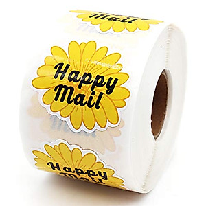 Happy Mail Stickers, Daisy Flowers Small Business Sticker,Cute Happy Mail Packaging for Small Business Packaging Sticker,500 PCS