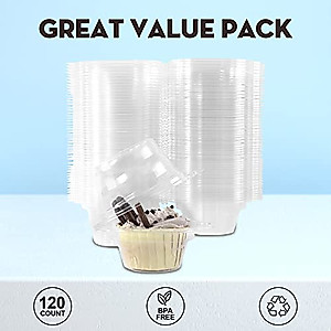 Cupcake Boxes, Individual Cupcake Containers, Disposable Cupcake Holders with Lid, Muffin Salad Dessert Hamburgers Fruit Cupcake Carriers 120 Pack.