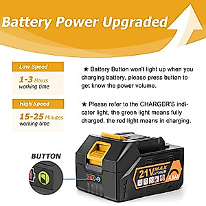 EKACO Leaf Blower - 320 CFM 150 21V MPH Leaf Blower Cordless with 4.0Ah Battery and Charger, Electric Leaf Blower with 6-Speed Control 2 Section Tubes for Lawn Care, Yard, Snow Debris, and Dust