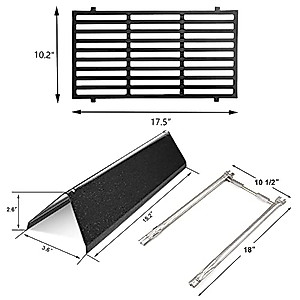 Hisencn 18" 69785 Stainless Steel Burner, 15.3" 7635 Porcelain-Enameled Flavorizer Bars, 17.5" 7637 Cooking Grates for Weber Spirit I & II 200 Series, Spirit E-210, E-220, Spirit S-210, S-220 G