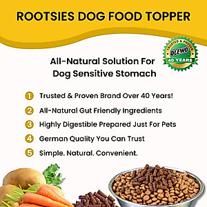 Olewo Rootsies Food Topper – Sensitive Stomach Dog Food, Fiber for Dog Stool Hardener, Dog Food Toppers for Picky Eaters, Probiotics for Dogs Digestive and Dog Gut Health, 2.2 lbs