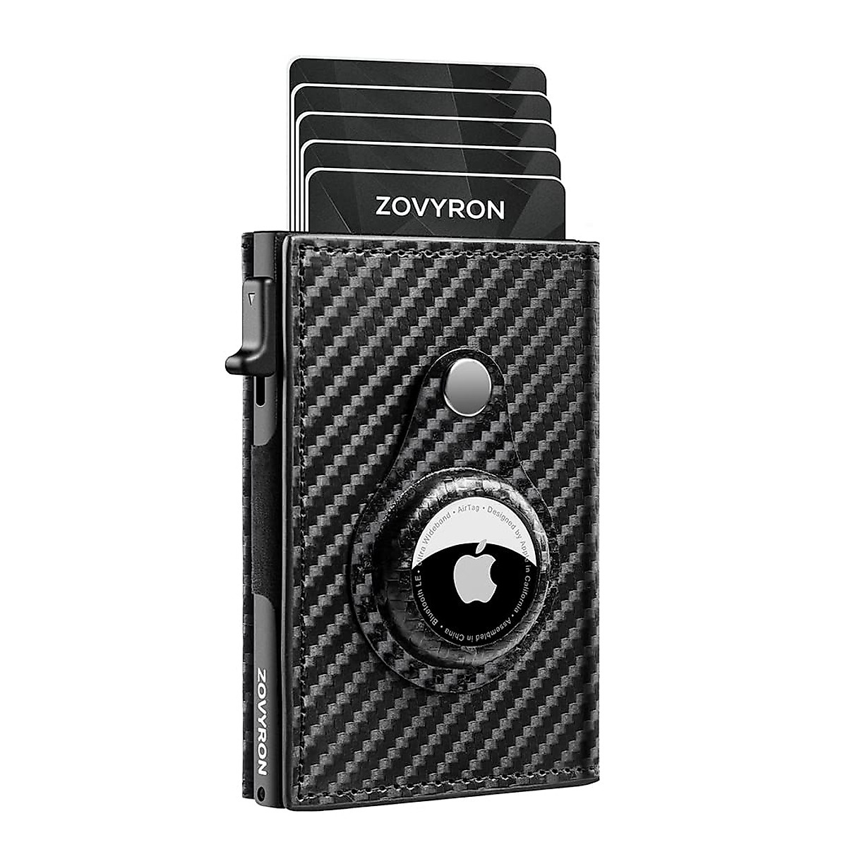 ZOVYRON Airtag Wallet Men Smart Wallet Slim Minimalist RFID Front Pocket Wallet with Airtag Holder Metal Money Card Holder Mens Gifts